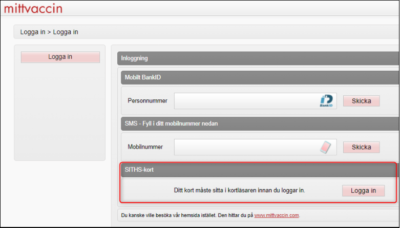 MittVaccin, logga in i MittVaccin journal, manual-Folkhälsa och sjukvård